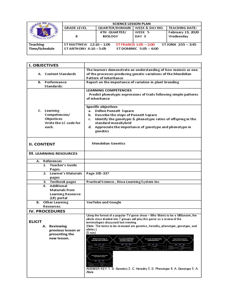 Cot-Biology Science-Dlp | PDF | Heredity | Genetics