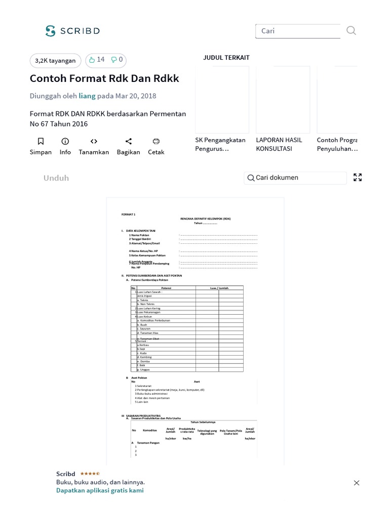 Contoh Format RDK Dan RDKK 2019 | PDF