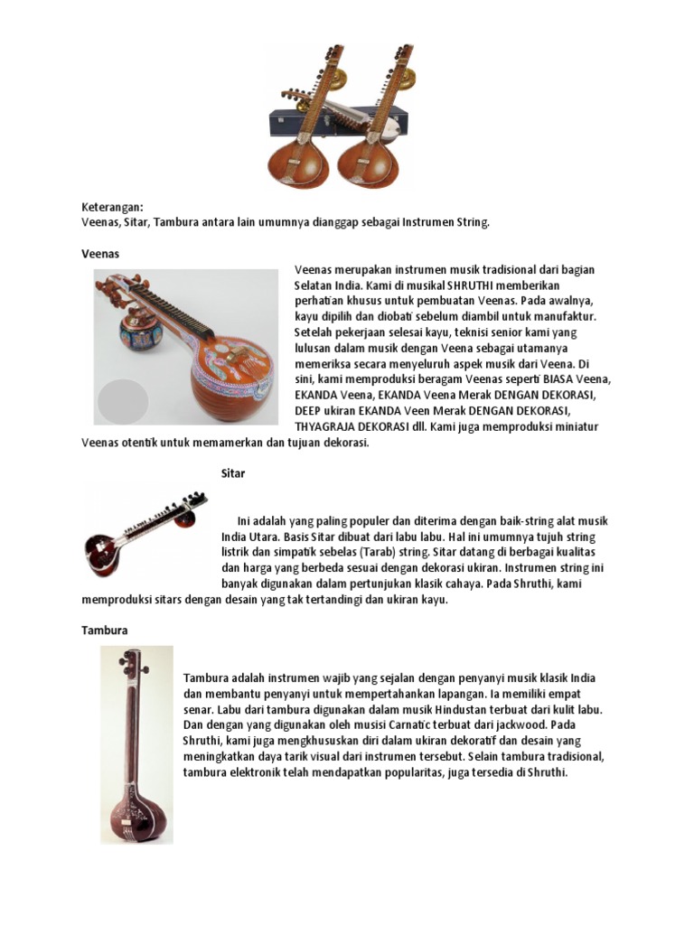 Alat Musik Tradisional India: Veena, Sitar, Tambura | PDF | Griya ...