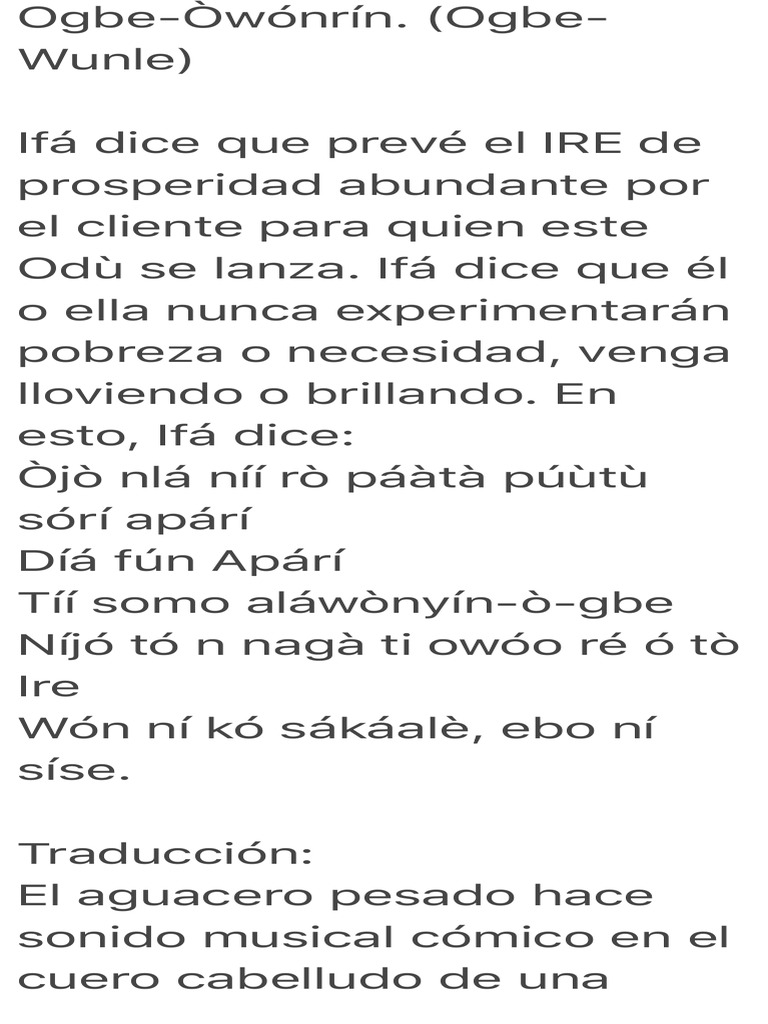 Ogbe-Òwónrín. (Ogbe-Wunle) | PDF