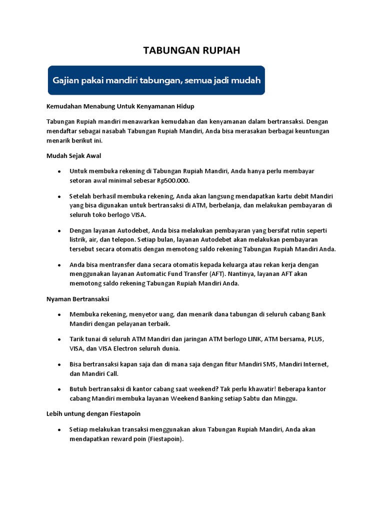Produk Mandiri | PDF | Pengelolaan Keuangan & Uang
