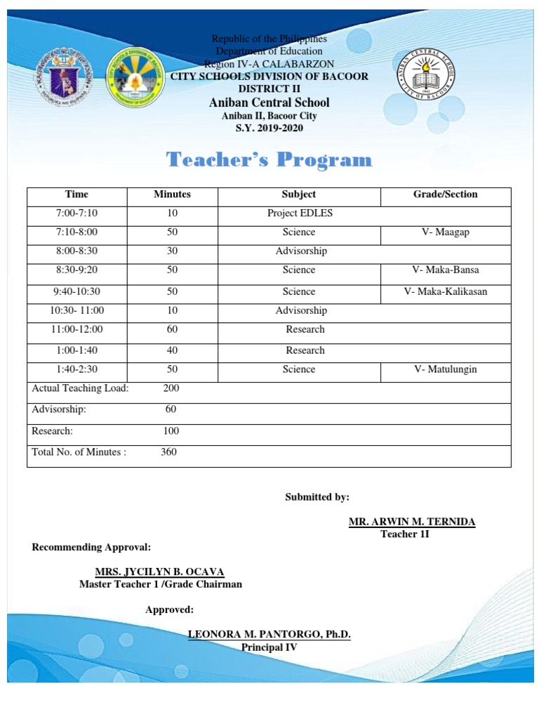 Class and Teachers Program Grade Five | PDF | Academic Degree | Learning