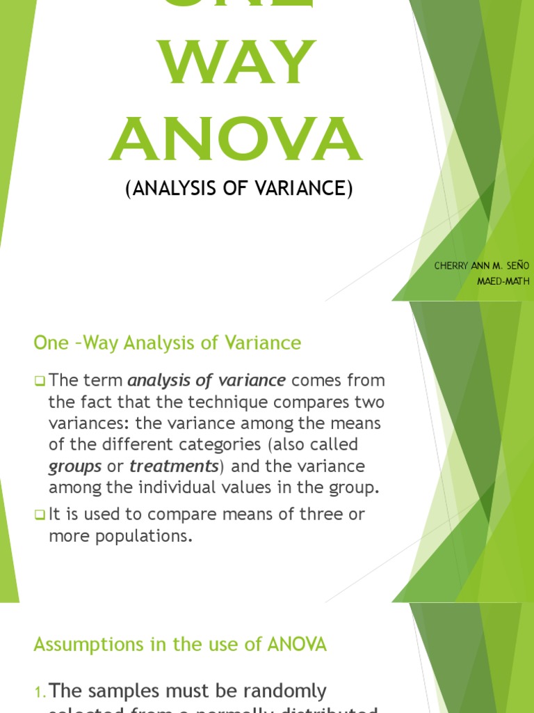 One Way Anova | Download Free PDF | Analysis Of Variance | Variance