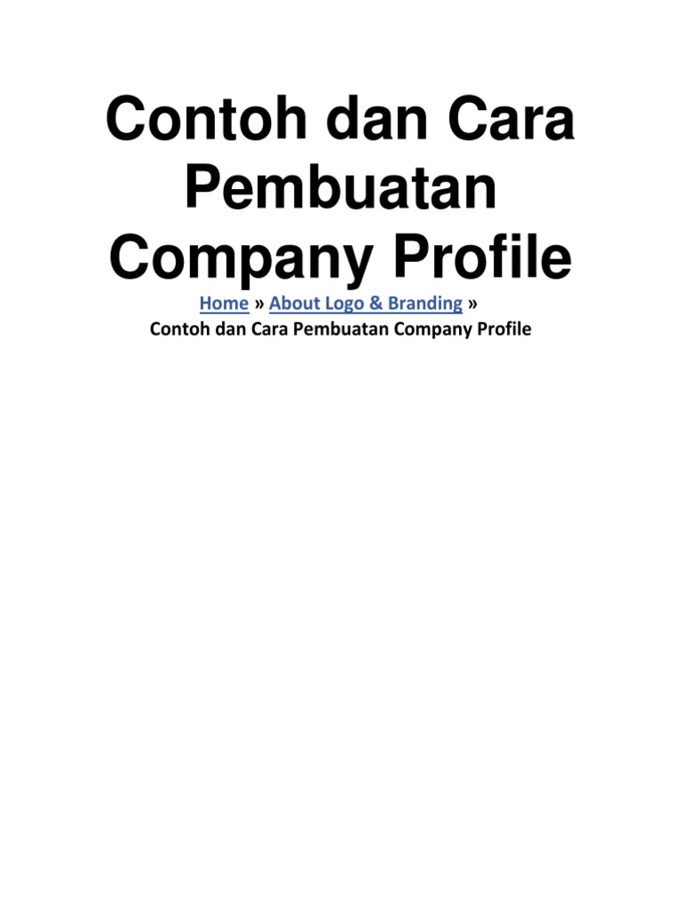 Contoh Dan Cara Pembuatan Company Profile | PDF