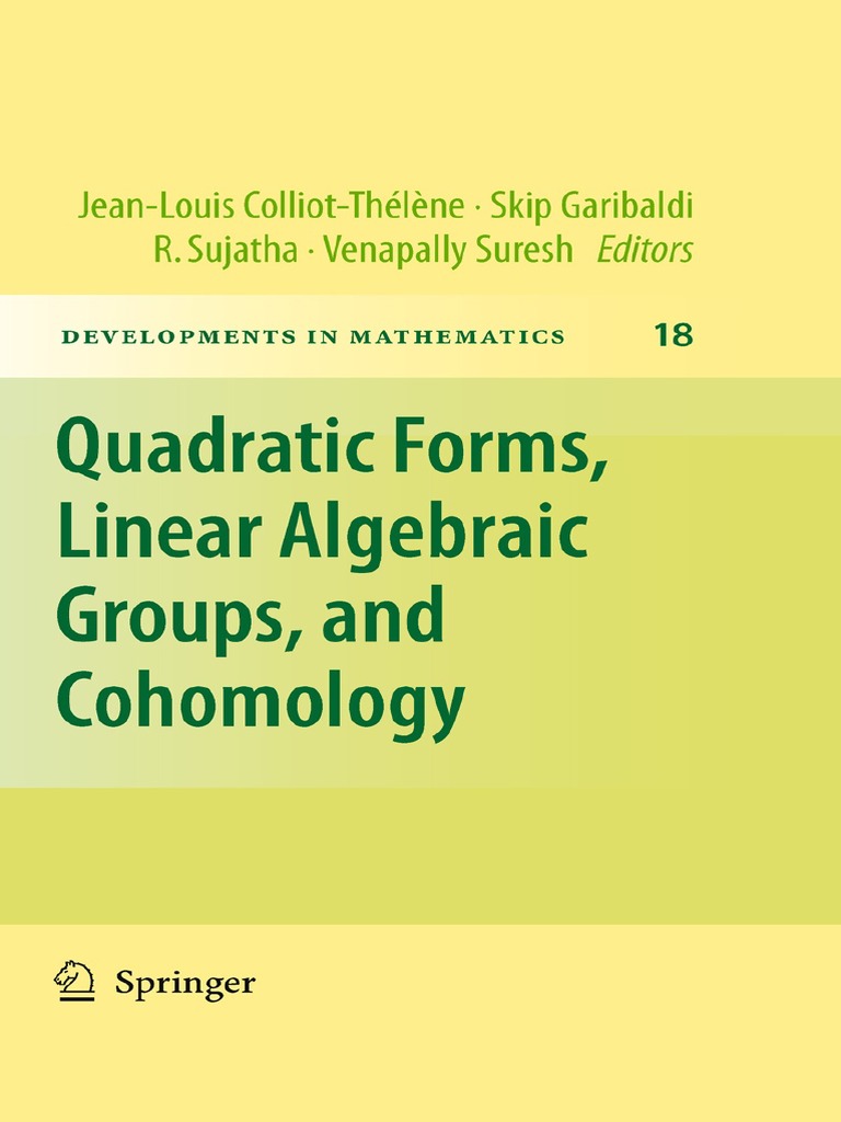 Colliot-Thelene J. Quadratic Forms, Linear Algebraic Groups, and Cohomology PDF | PDF | Field ...