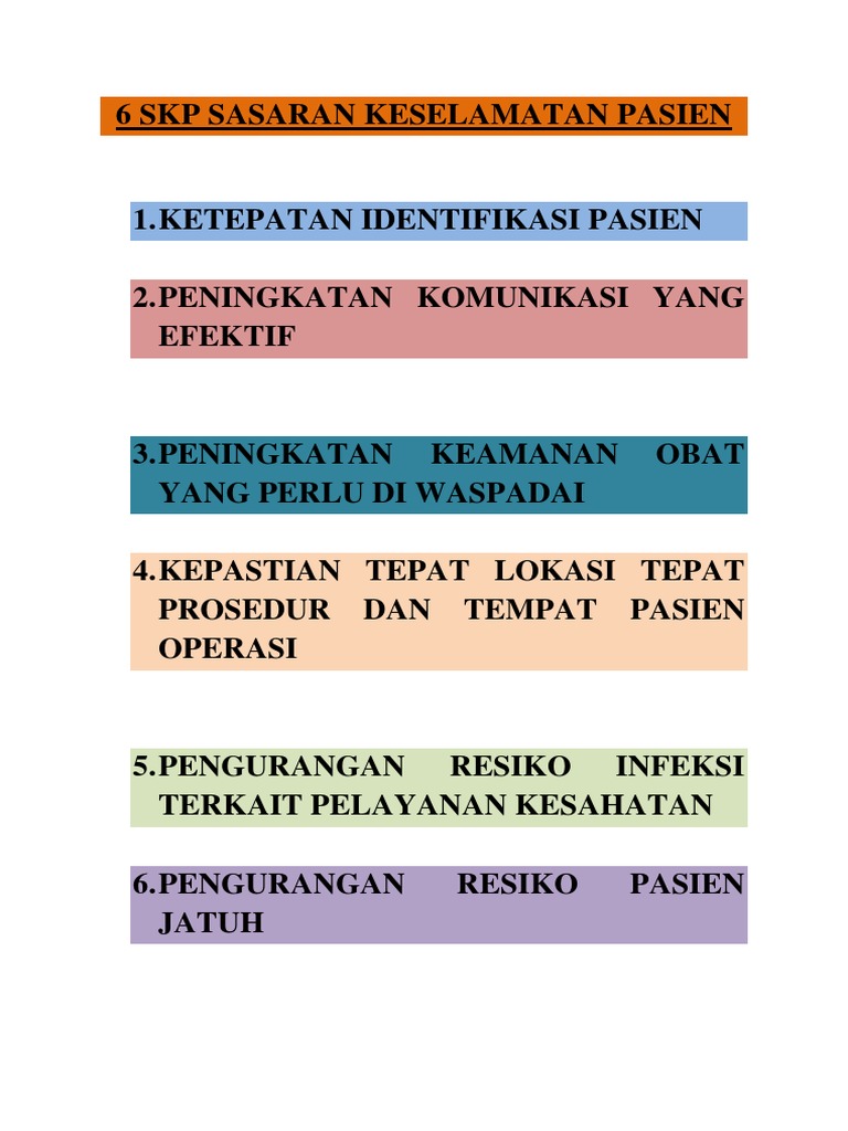 6 SKP Sasaran Keselamatan Pasien | PDF