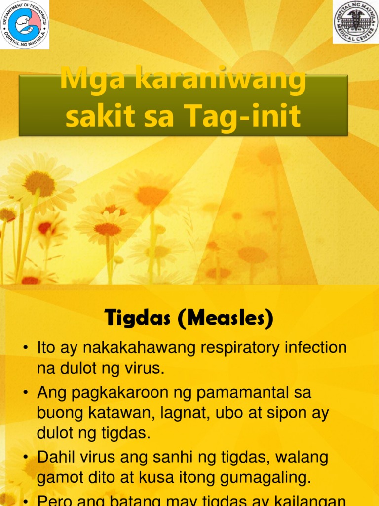 Mga Kaniwang Sakit Sa Tag Araw | PDF