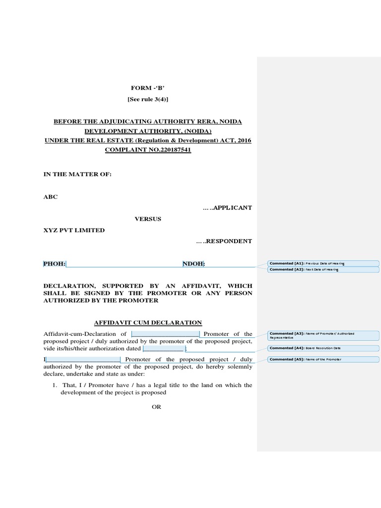 Rera Affidavit | PDF | Accountant | Government