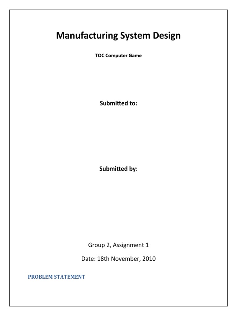 Manufacturing System Design: Submitted To | PDF | Automation | Economies