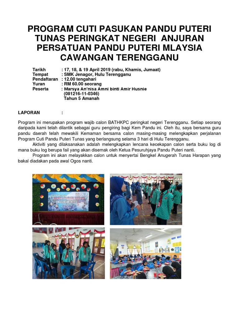 Laporan Aktiviti Luar Pandu Puteri Tunas 2019 Pdf