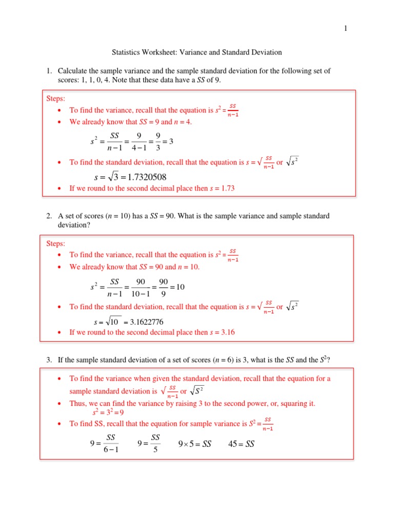 Variance Worksheet | PDF | Variance | Standard Deviation Variance Worksheet | PDF | Variance | Standard Deviation