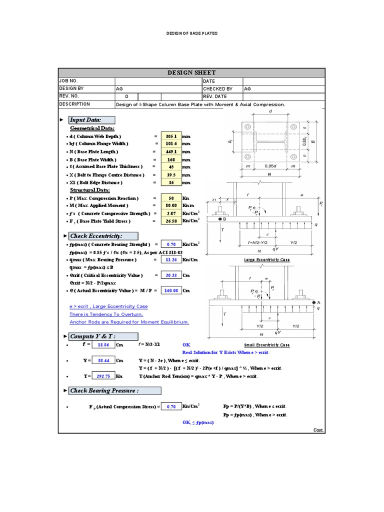 Base Plate Design With Moment and Axial | PDF | Strength Of Materials ...