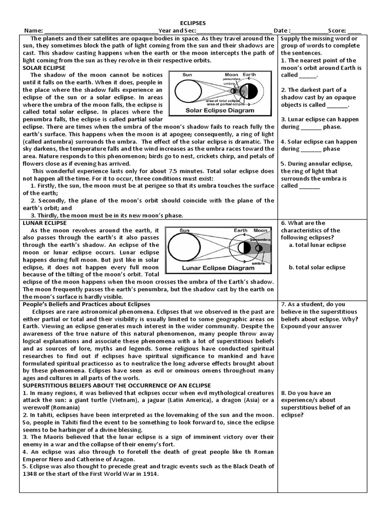 DE ECLIPSES and Beliefs | Download Free PDF | Solar Eclipse | Shadow
