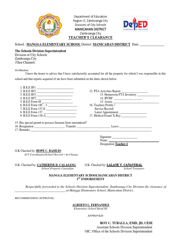 Sample Deped Teachers Clearance | PDF | Firearm Laws | Law