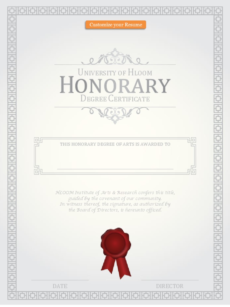 Honorary Degree Certificate Template | PDF