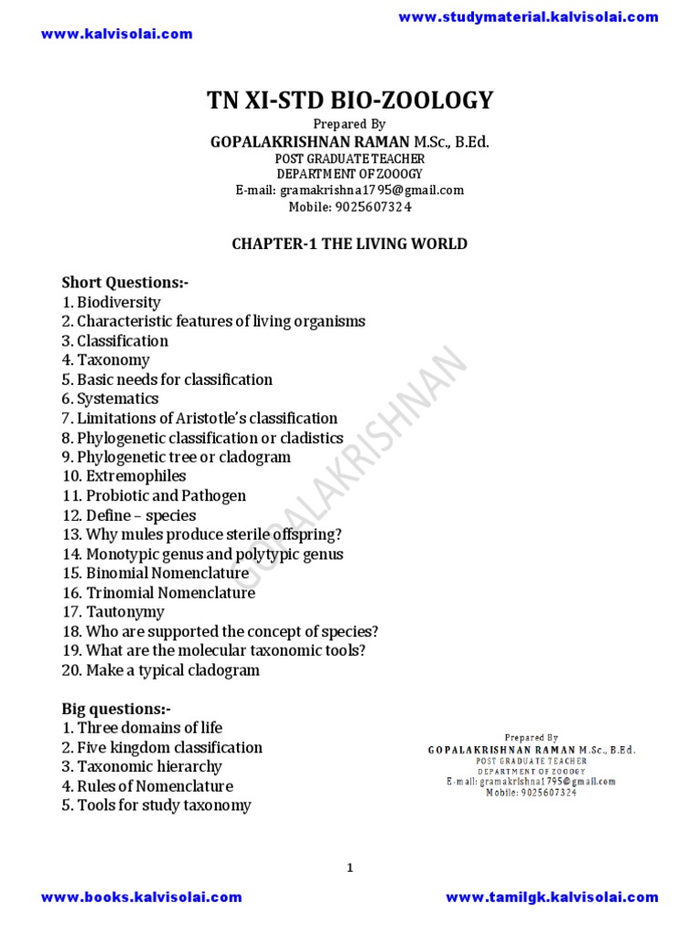Class 11 Bio Zoology em - TN HSC Bio - Zoology Chapter Wise Question ... Class 11 Bio Zoology em - TN HSC Bio - Zoology Chapter Wise Question ...