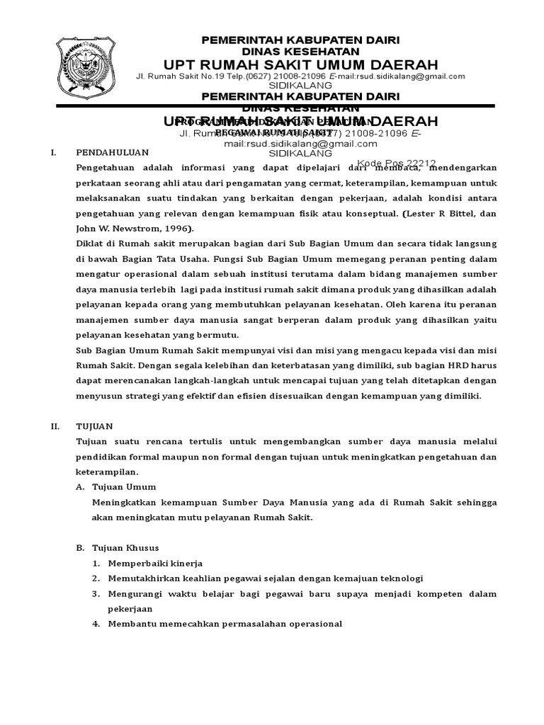 Tor Program Pendidikan Dan Pelatihan | PDF