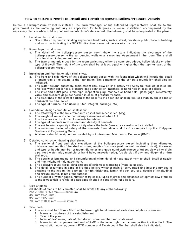 Obtaining Permits for the Installation and Operation of Boilers and ...