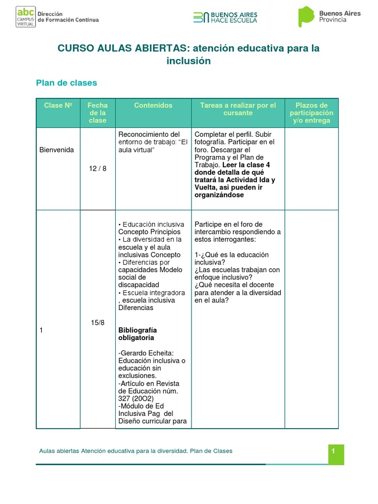 Plan de Clases para Inclusión Educativa | PDF | Inclusión (Educación ...