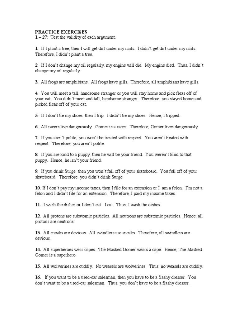 Exercises PDF | PDF | Logical Consequence | Logic