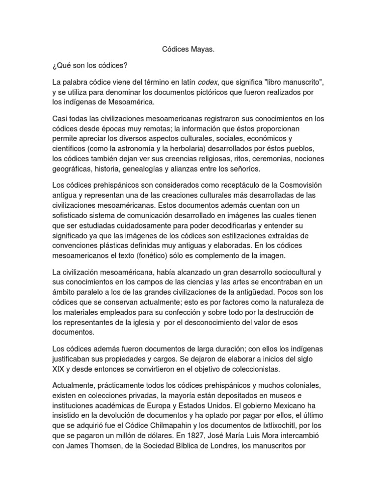 Códices Mayas Trabajo Final | PDF | Códice | Mesoamérica