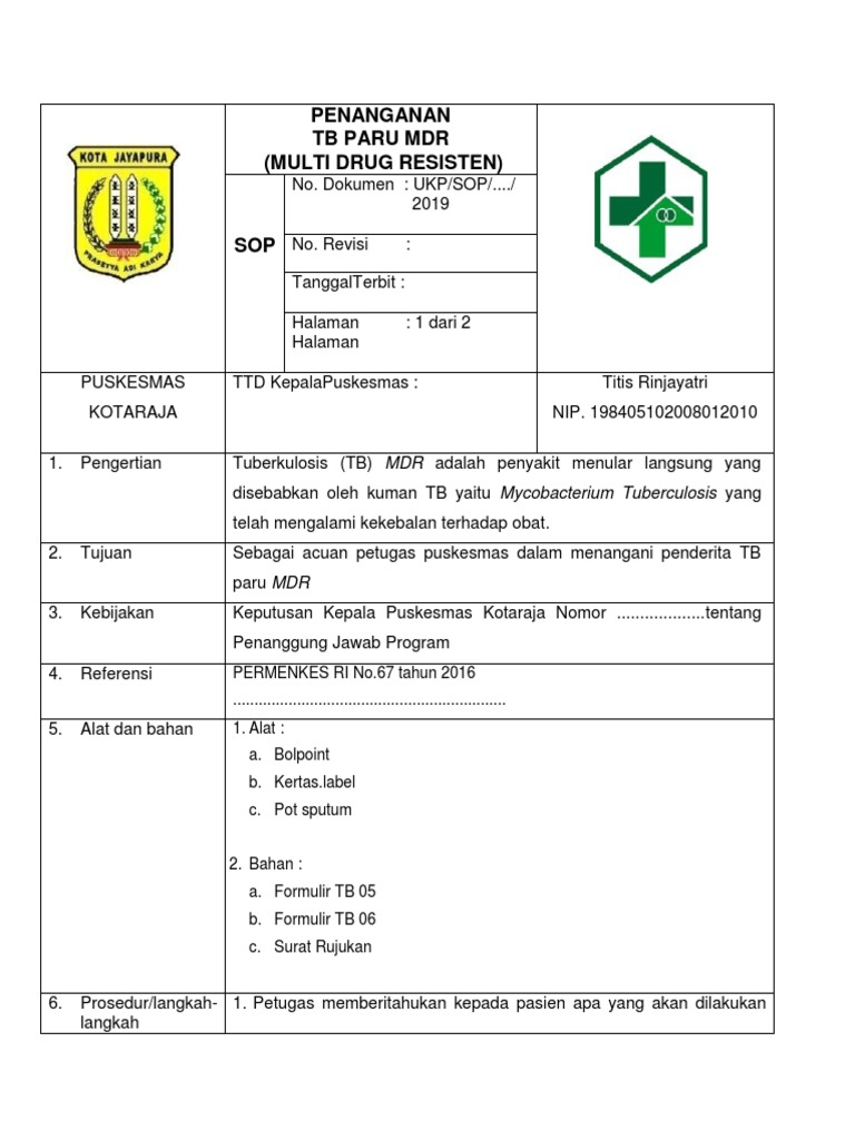 Sop TB MDR Baru | PDF | Pengembangan Diri