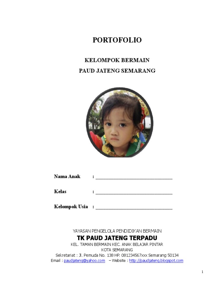 Contoh Portofolio Anak TK PAUD | PDF