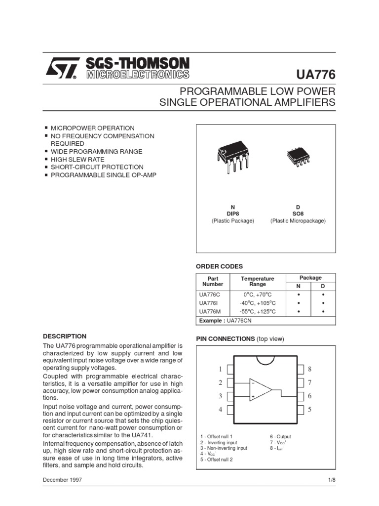 UA776 | PDF | Operational Amplifier | Electronic Engineering
