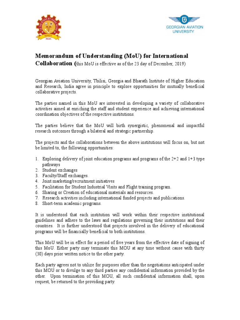 Draft MOU .1 | PDF | Memorandum Of Understanding | Partnership