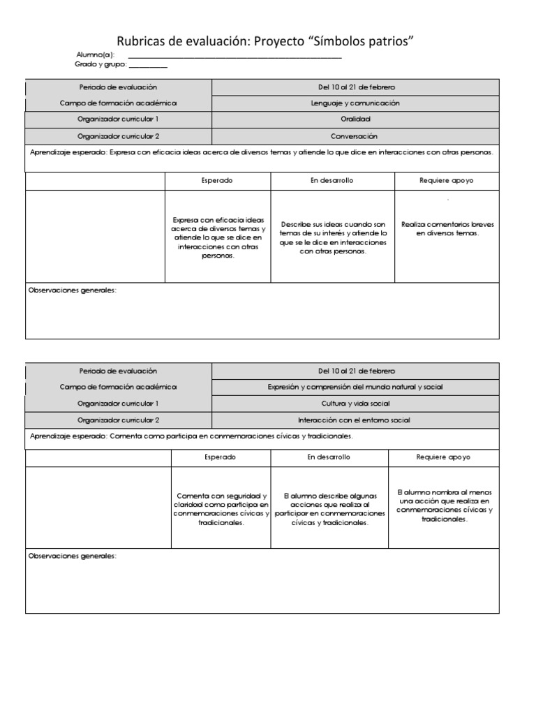 Proyecto Simbolos Patrios | PDF | Evaluación | Los símbolos