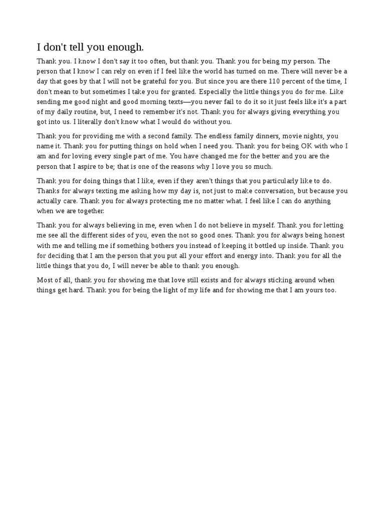 Boyfriend Thank You Love Letter - Odt | PDF | Self-Improvement