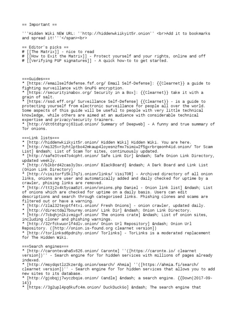 Links The Hidden Wiki - Darknet Market Security
