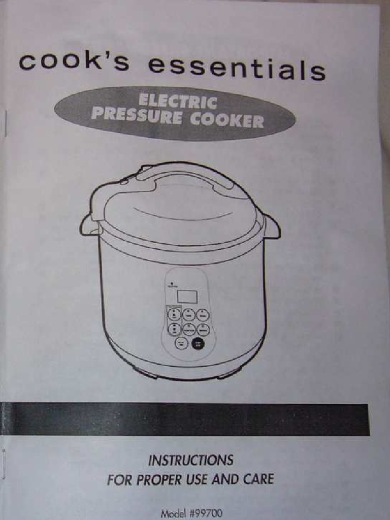 Cooks Essentials 99700 Pressure Cooker Manual | PDF | Pressure Cooking