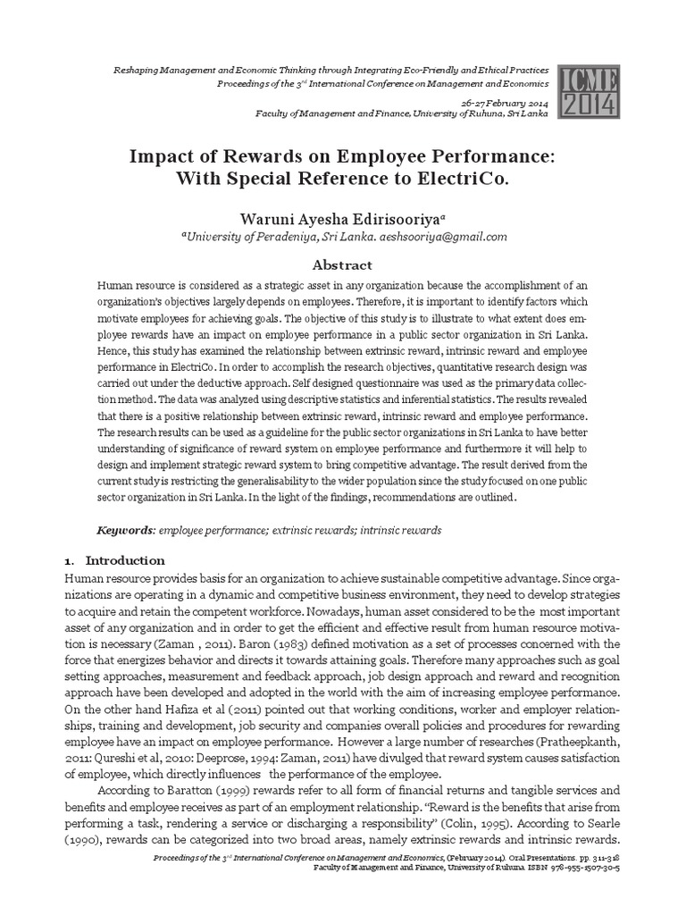 Impact of Rewards on Employee Performance | PDF | Business
