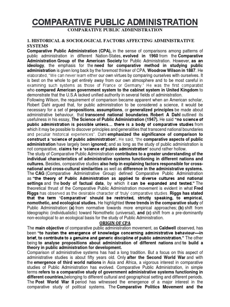 Comparative Public Administration Compar | PDF