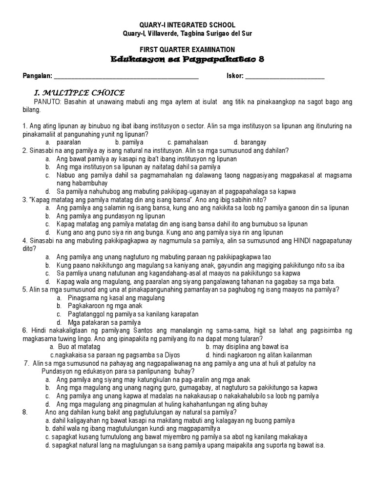 A.ESP 8 1st GRADING | PDF