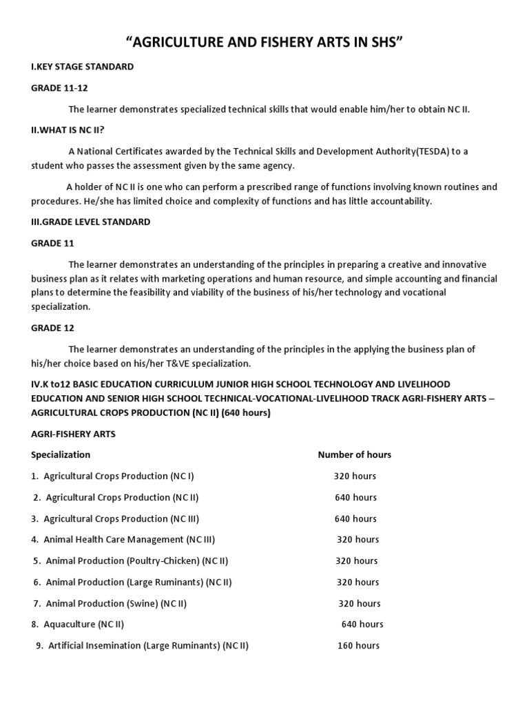 Agriculture and Fishery Arts in SHS | PDF
