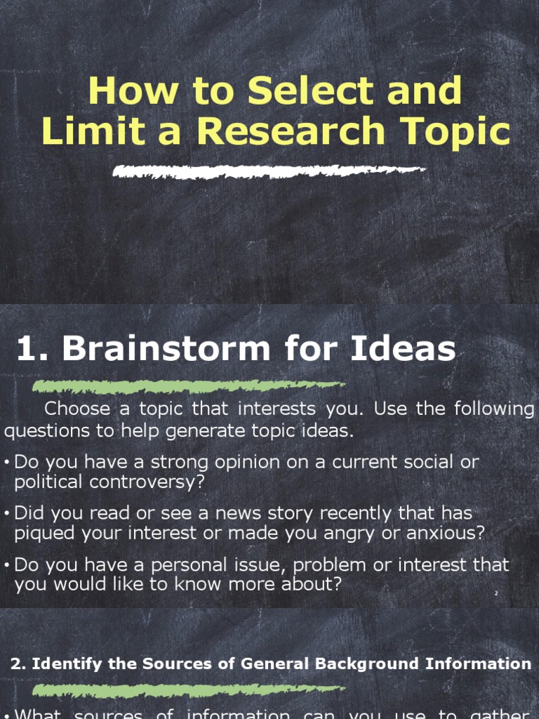 How To Select and Limit A Research Topic | PDF