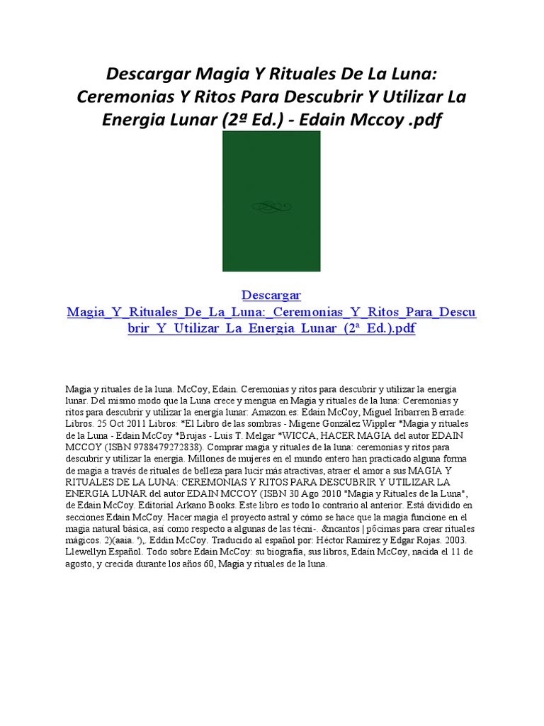 Magia Y Rituales de La Luna Ceremonias Y Ritos para Descubrir Y ...
