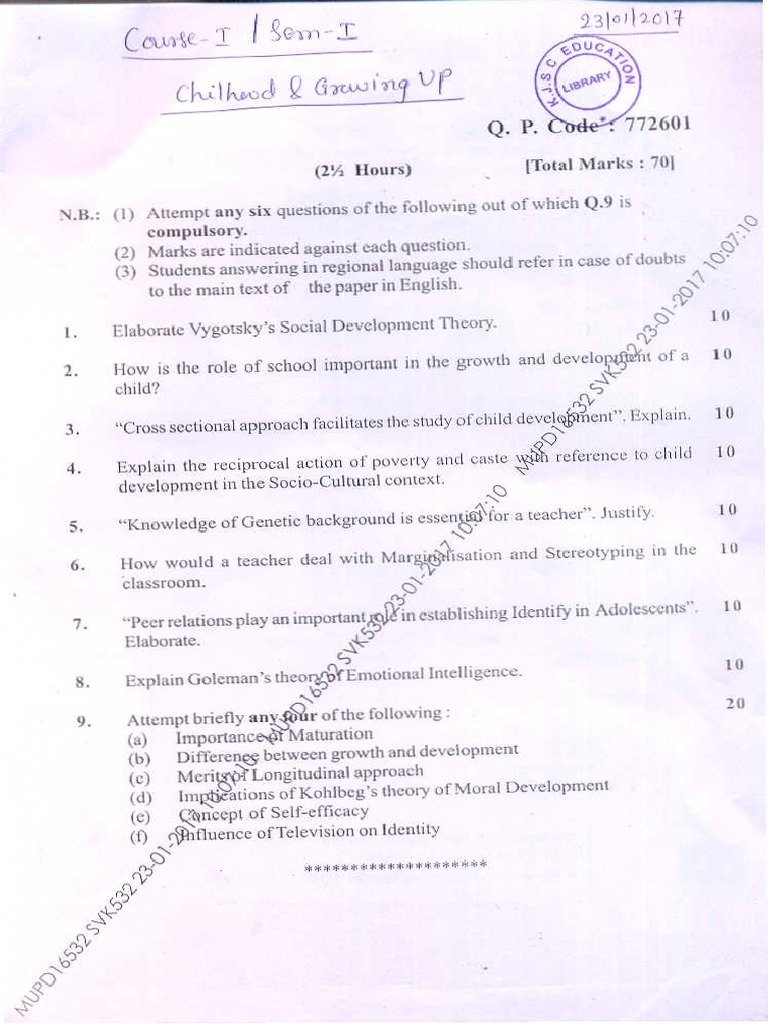 B.Ed-sem1-course1-childhood Growing Up PDF | PDF