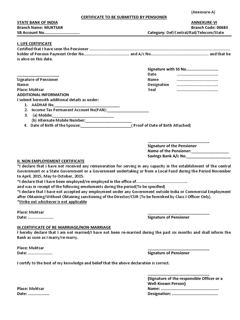 Life Certificate | PDF