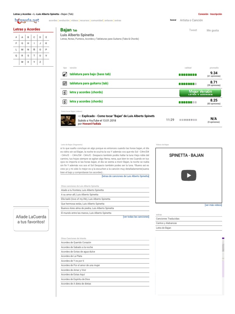 BAJAN, Luis Alberto Spinetta Acordes | PDF