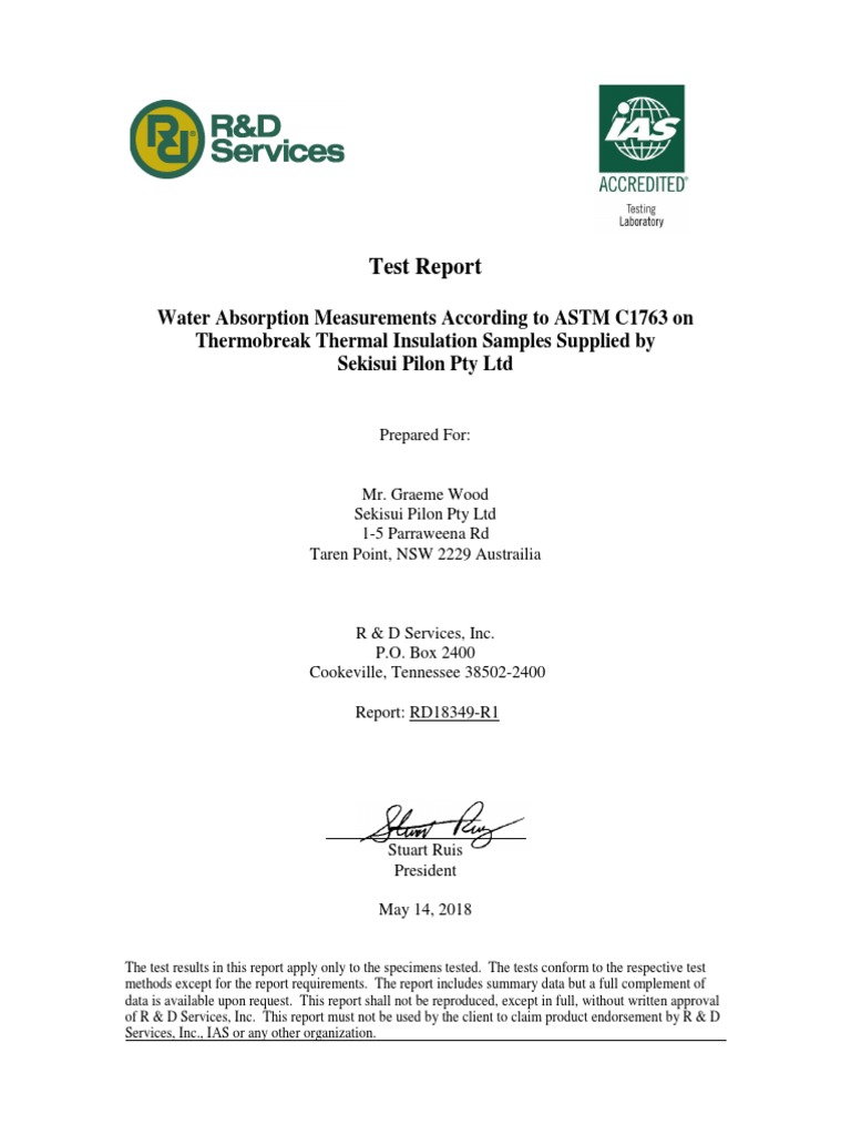 ASTM C1763 Water Absorption Thermobreak | PDF