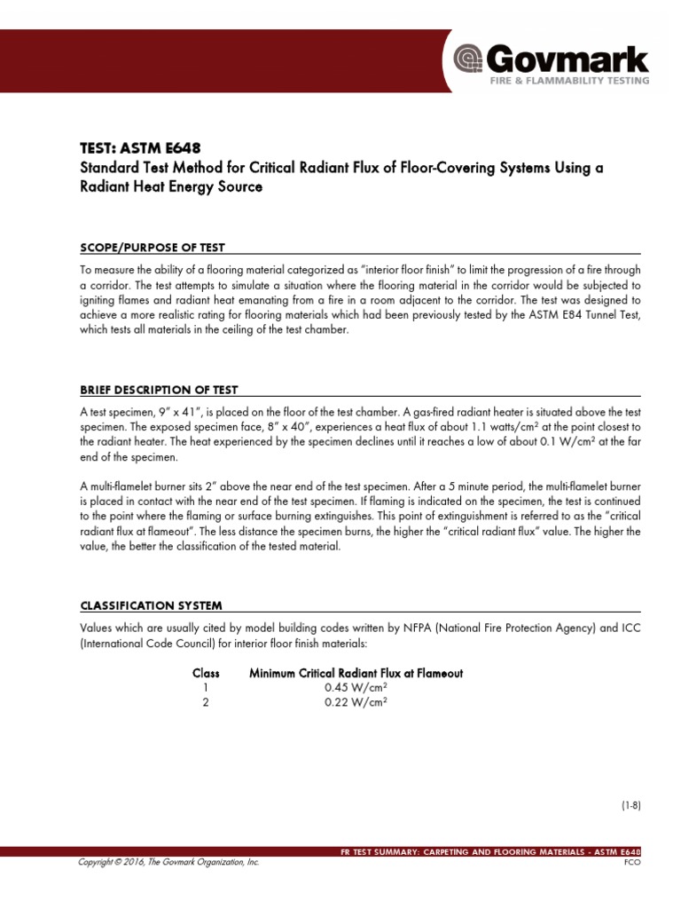 ASTM E 648 Test Class I | PDF