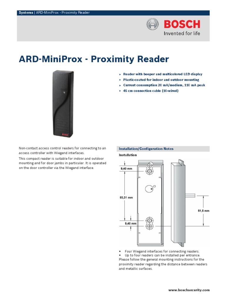 ARD MiniProx Proxi Data Sheet enUS 1366342411 | PDF