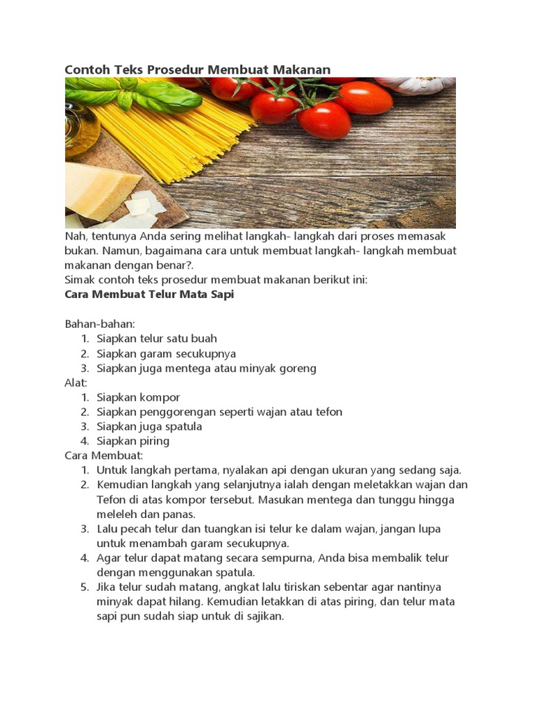Contoh Teks Prosedur Membuat Makanan | PDF