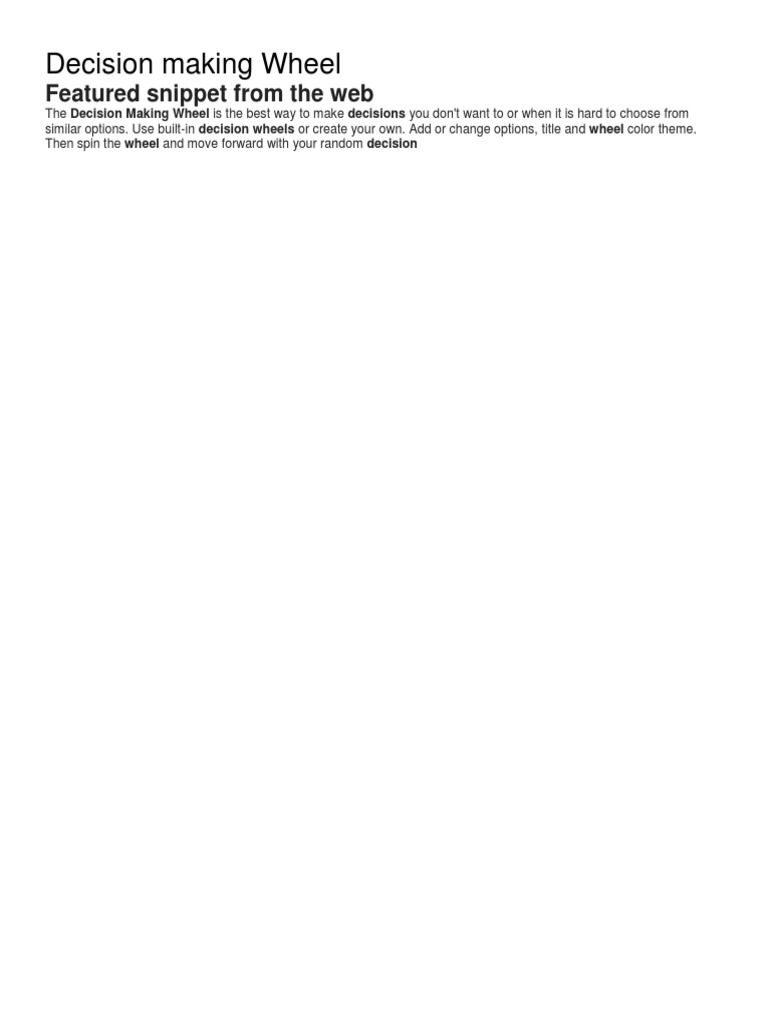 Decision Making Wheel Overview | PDF