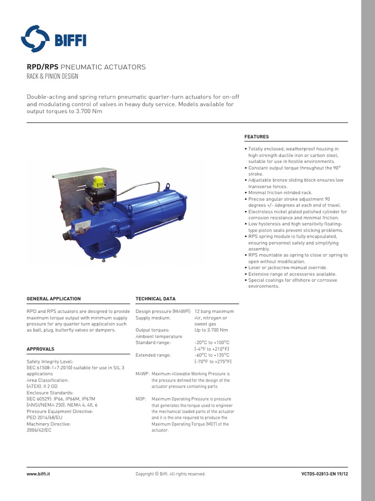 RPD Rps Pneumatic Actuator Metric English en Us 2545494 | PDF