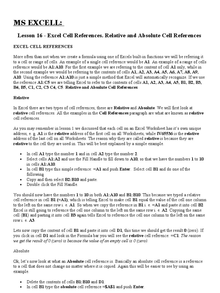Understanding Relative and Absolute Cell References in Microsoft Excel ...