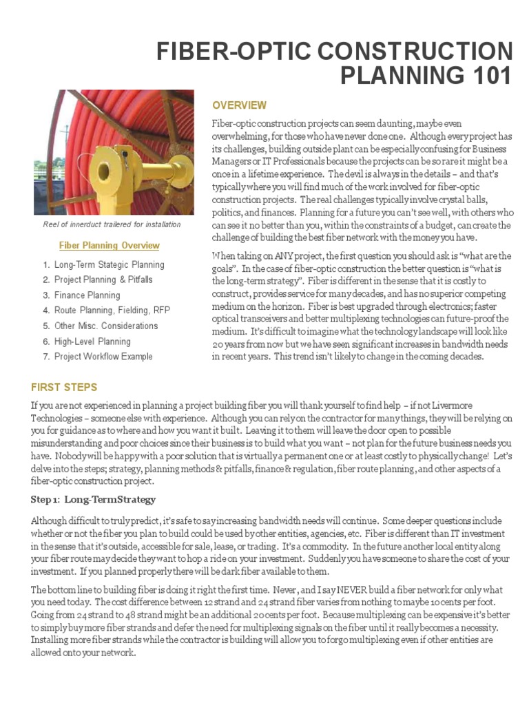 Fiber-Optic Construction Planning Guide | PDF | Computers